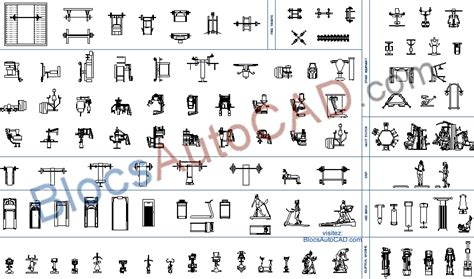 Otros Bloques Dwg De Autocad Equipo Gym En Vista En Planta Y Alzado