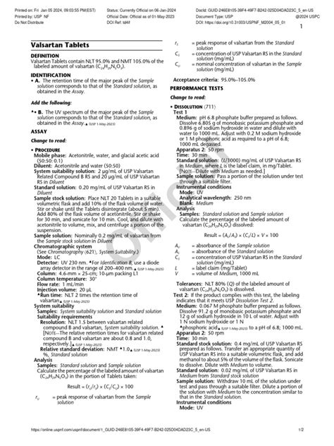 Valsartan Tablets Pdf Absorbance Chromatography