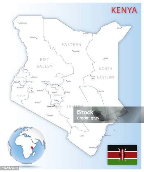 푸른 지구에 국가 플래그와 위치와 상세한 케냐 행정지도 0명에 대한 스톡 벡터 아트 및 기타 이미지 0명 3차원 형태 개체 그룹 Istock