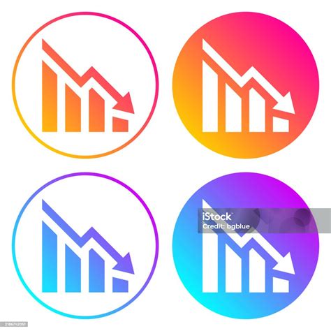 Decreasing Graph Round Icons With Color Gradients Stock Illustration
