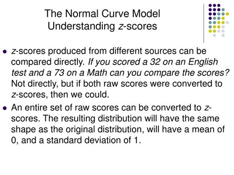 PPT Chapter Describing Data With Z Scores And The Normal Curve Model PowerPoint