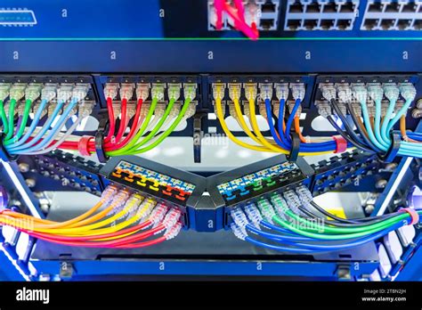Network Panel Switch And Colorful Cable In Data Center Stock Photo Alamy