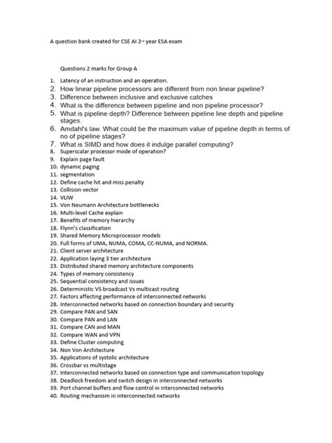 Architecture Question Bank Pdf Central Processing Unit Parallel Computing