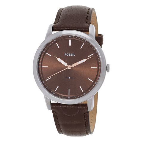 Fossil Minimalist Quartz Brown Dial Mens Watch And Bracelet Box Set Fs6019set 796483625129