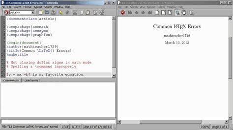 Latex Tutorial 13 Two Common Latex Errors Youtube
