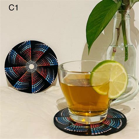 Handbemalte Dot Mandala Untersetzer Set Aus 2 Tea Coasters In