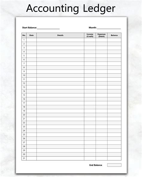 Printable Accounting Ledger General Ledger Sheets And Money Etsy Australia
