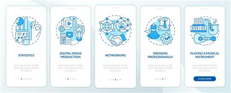 Professional Skills Blue Onboarding Mobile App Screen Career Walkthrough 5 Steps Editable
