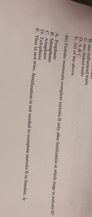 Solved B Sex Influenced Traits C Sex Linked Traits D A Chegg Com