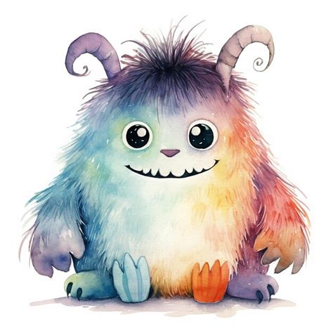 Premium Ai Image Brave Watercolor Monster Faces Its Fears Headon