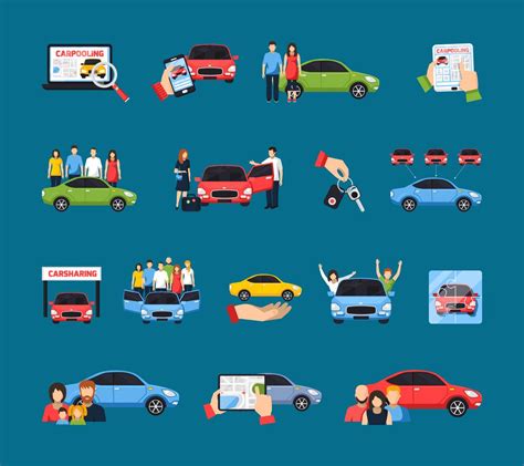Carsharing Icons Set 483667 Vector Art At Vecteezy