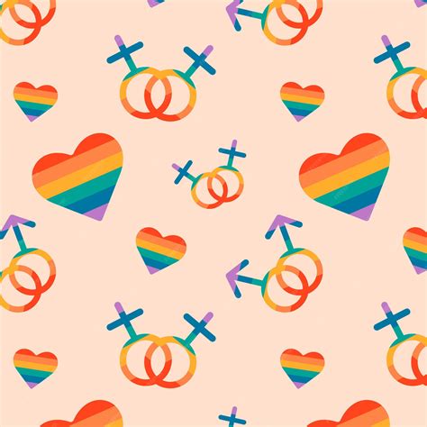 Premium Vector Seamless Pattern With Rainbow Flag Elements Gender