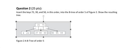solved question 2 25 ﻿pts insert the keys 72 30 ﻿and 50