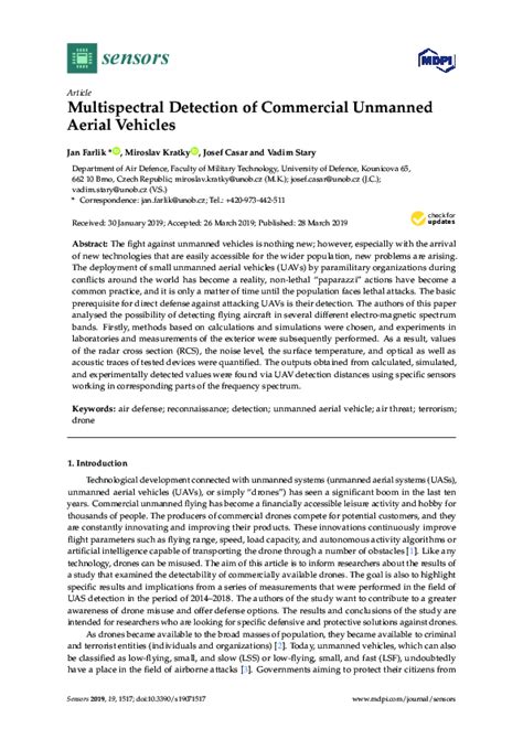 pdf multispectral detection techniques for uavs