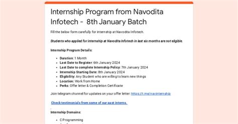 Parul Saxena On Linkedin Internship Program From Navodita Infotech