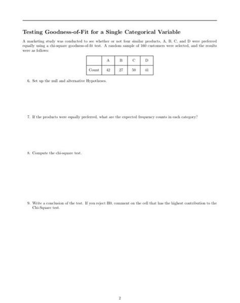 Solved Testing Goodness Of Fit For A Single Categorical