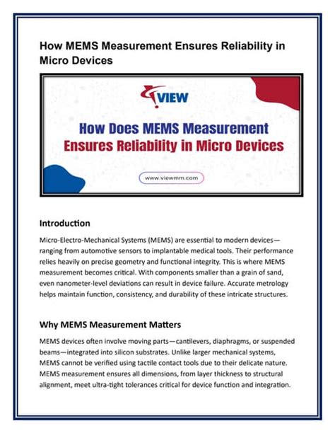 How Mems Measurement Ensures Reliability In Micro Devices Pdf