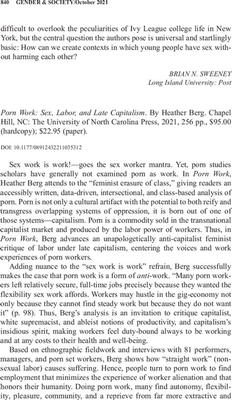 Book Review Porn Work Sex Labor And Late Capitalism By Heather Berg