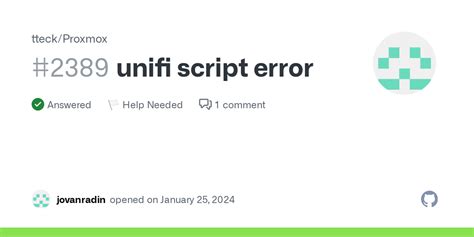 unifi script error · tteck proxmox · discussion 2389 · github