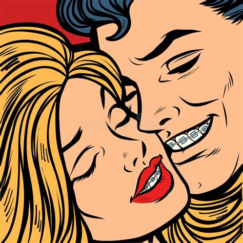 Man And Woman In Braces On Teeth Stock Vector Illustration Of Girl