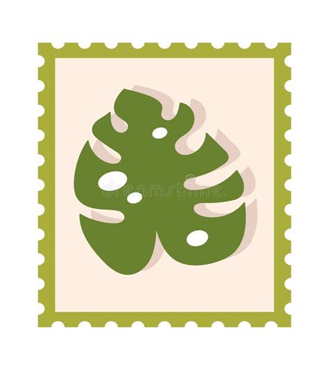 Tropical Leaf Postage Stamp Stock Vector Illustration Of Paper