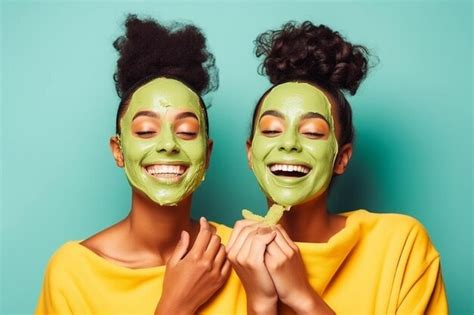 Two Pretty Girls Doing Facial Spa Treatments Premium Ai Generated Image