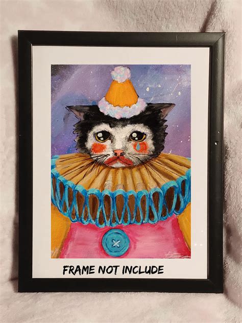 Sad Clown Cat Print Etsy