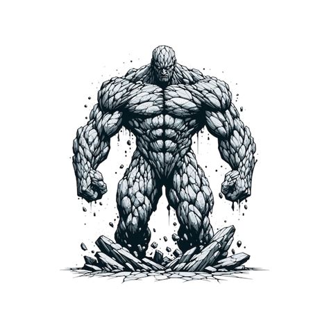 Colossal Man Entirely Made From Massive Jagged Boulders Premium Ai