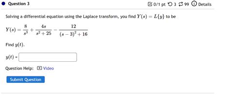 Solved Solving A Differential Equation Using The Laplace Chegg