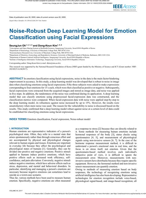 Pdf Noise Robust Deep Learning Model For Emotion Classification Using Facial Expressions