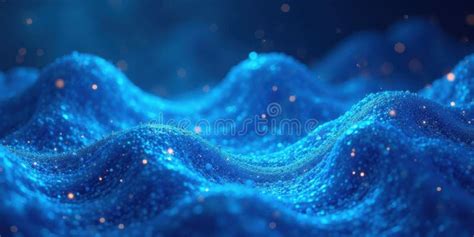 Abstract Blue Undulating Surface With Glimmering Particles A Digital Rendering Of A Textured