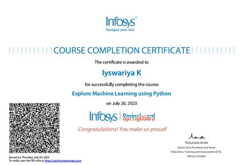 Iyswariya K On Linkedin Machinelearning Python Careerdevelopment Infosysspringboard