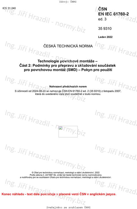 ČSN EN IEC 61760-2 ed. 3 (359310) - Technologie povrchové montáže ...