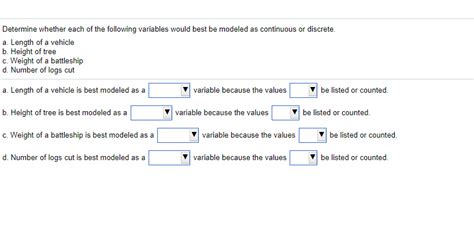 Solved Determine Whether Each Of The Following Variables Chegg