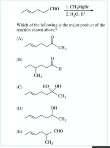 Solved CHO 1. CH,MgBr 2. H,0,H Which of the following is the | Chegg.com