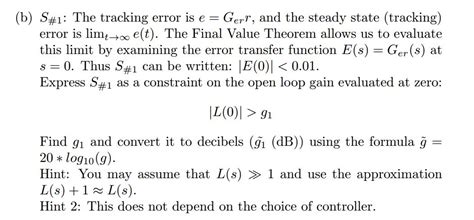 Solved S1 The Tracking Error Is Egerr And The Steady