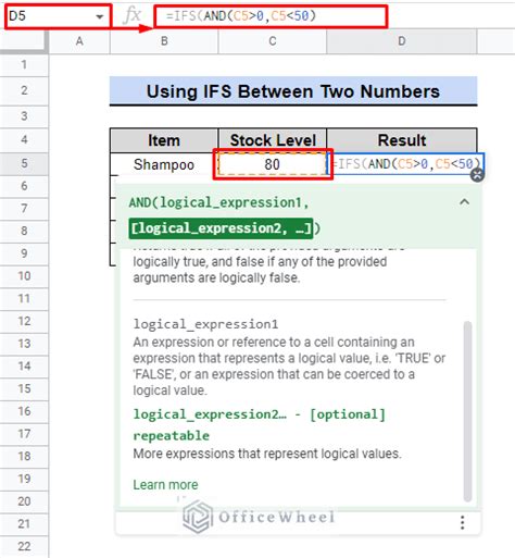 How To Use IFS Between Two Numbers In Google Sheets