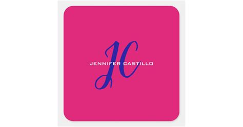 Professional Calligraphy Script Monogram Girly Square Sticker Zazzle