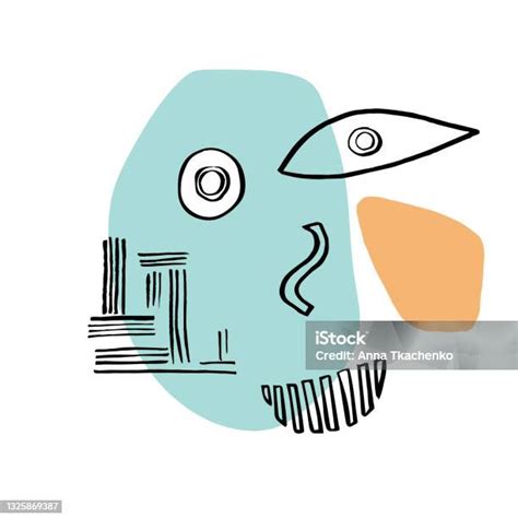 초현실적 인 얼굴을 파괴합니다 초현실적 인 라인 초상화 아방가르드 피카소 에스크 디자인 환상적 특별한 얼굴 라인 아트 현대 만화 초상화 0명에 대한 스톡 벡터 아트 및 기타