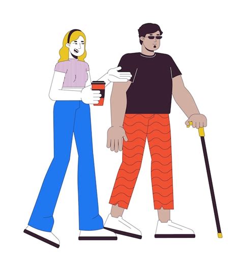 함께 는 다양한 친구들 2d 선형 만화 캐릭터 프리미엄 벡터