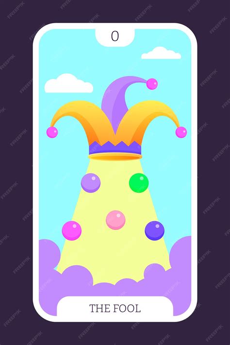 Premium Vector The Fool Tarot Cartoon Flat Card Template Major Arcana