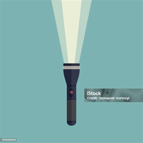 평평한 디자인의 광선이있는 손전등 아이콘 웹 최적화 서 검색의 개념 손전등에 대한 스톡 벡터 아트 및 기타 이미지 손전등 Led 조명 개선 Istock