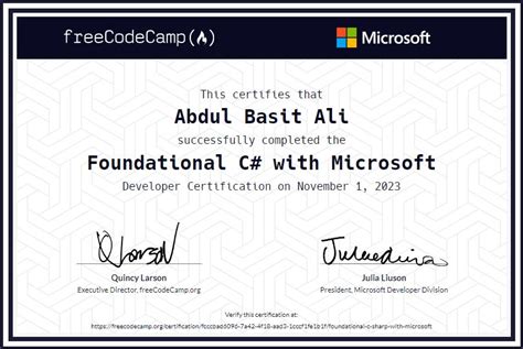 Abdul Basit Ali On Linkedin Certificationjourney Microsoftcertified Freecodecamp