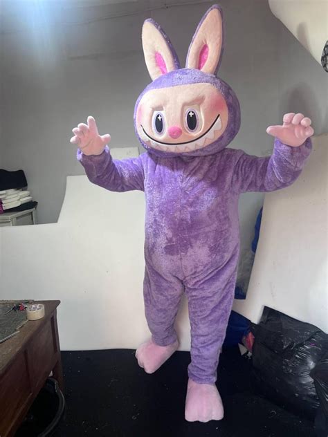 Purple Funny Bunny Mascot Costume Adult Party Suit Easter And Event