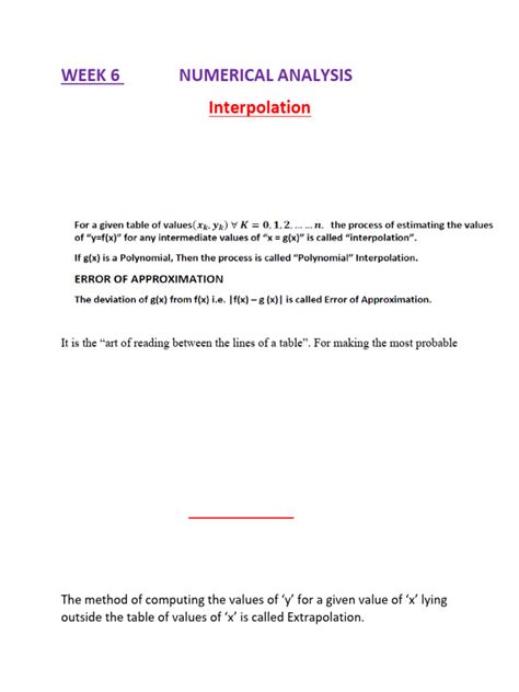 Numerical Analysis Week 6 Pdf