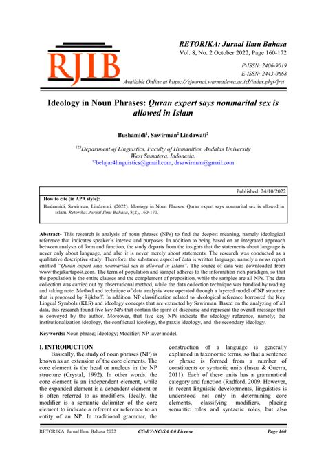 Pdf Ideology In Noun Phrases Quran Expert Says Nonmarital Sex Is