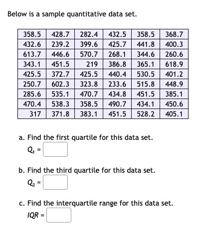 Quantitative Data Set Examples