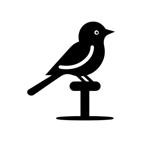 Простая милая форма птицы сидящей на палке Икона логотипа Symble