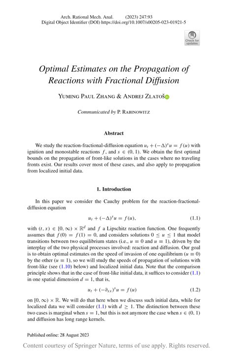Optimal Estimates On The Propagation Of Reactions With Fractional Diffusion Request Pdf