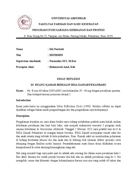 Refleksi Kasus Ny E Persalinan Spontan Pdf